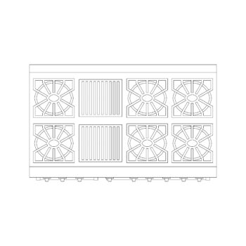 Cooking Range Type 14: 2D Plan Top View - Cadblockdwg