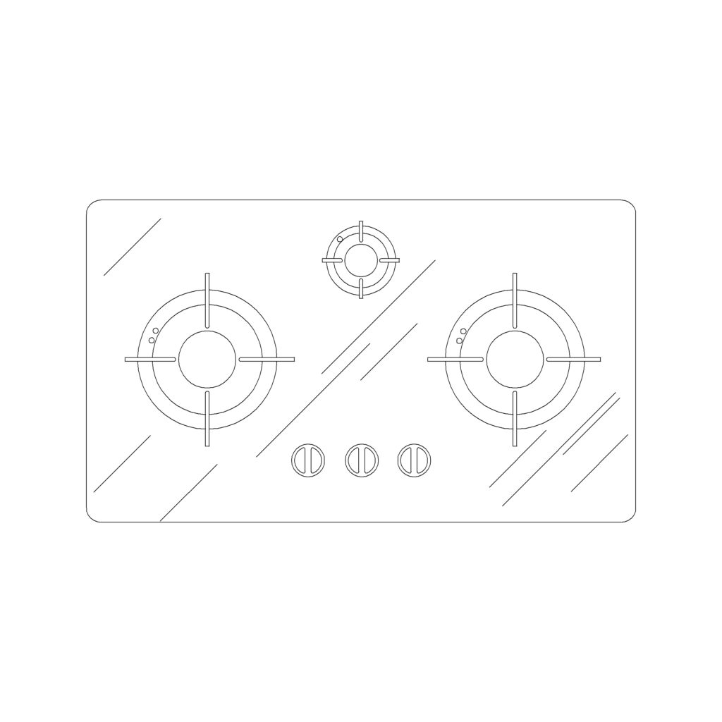 Stove Type 5: 2D Plan Top View - Cadblockdwg
