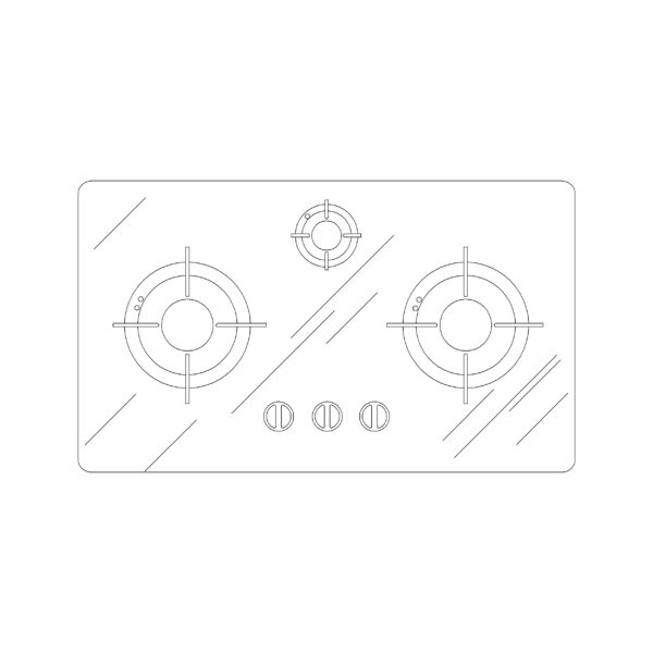Stove Type 5: 2D Plan Top View - Cadblockdwg