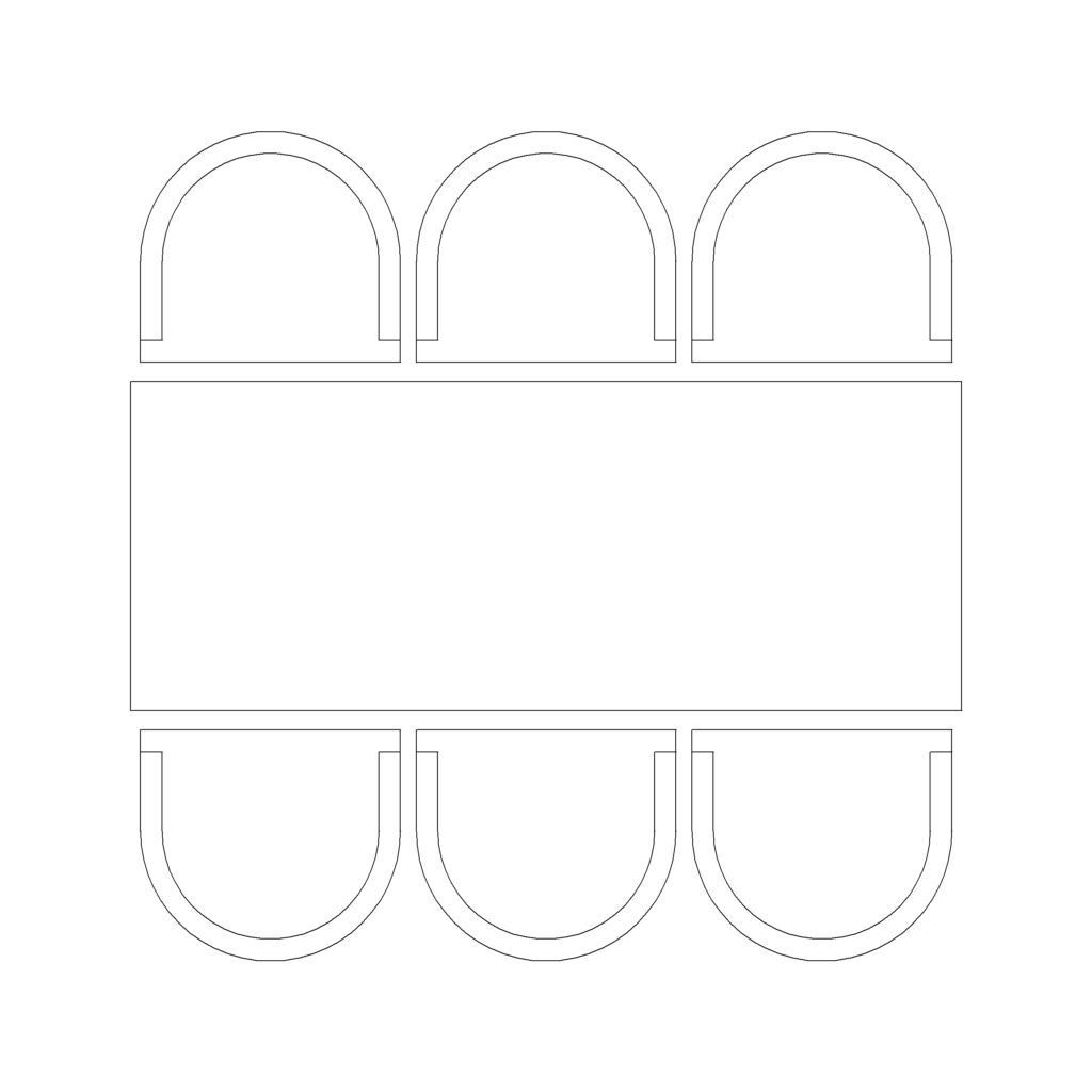 Table And Chair – 6 Seater: 2D Top View Plan - Cadblockdwg