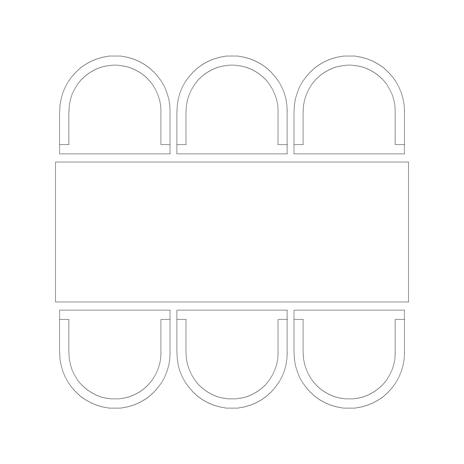 Table And Chair – 6 Seater: 2D Top View Plan - Cadblockdwg