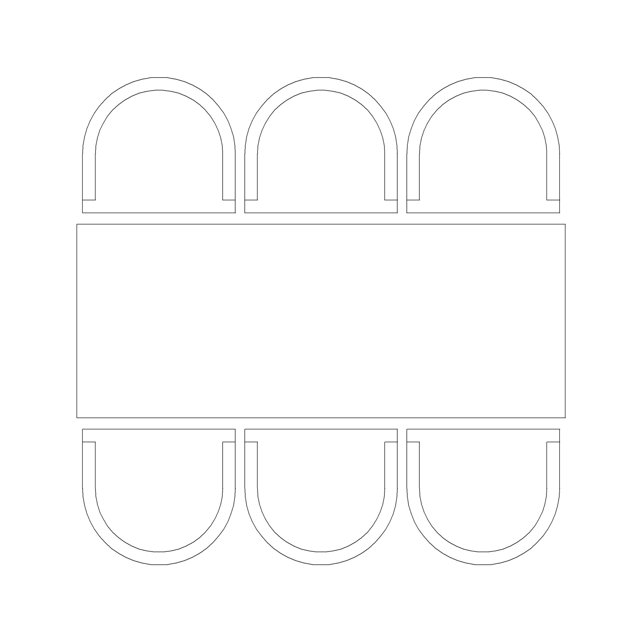 Table And Chair – 6 Seater: 2D Top View Plan - Cadblockdwg