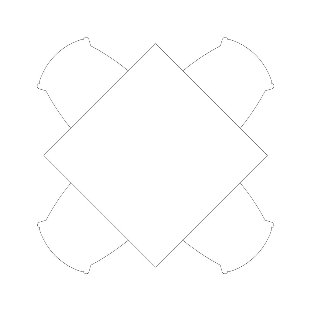 Square Table And Chair Type A – 4 Seater: 2D Top View Plan - Cadblockdwg