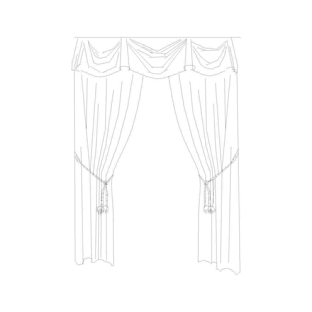 Rod pocket curtains : 2D Elevation View - Cadblockdwg