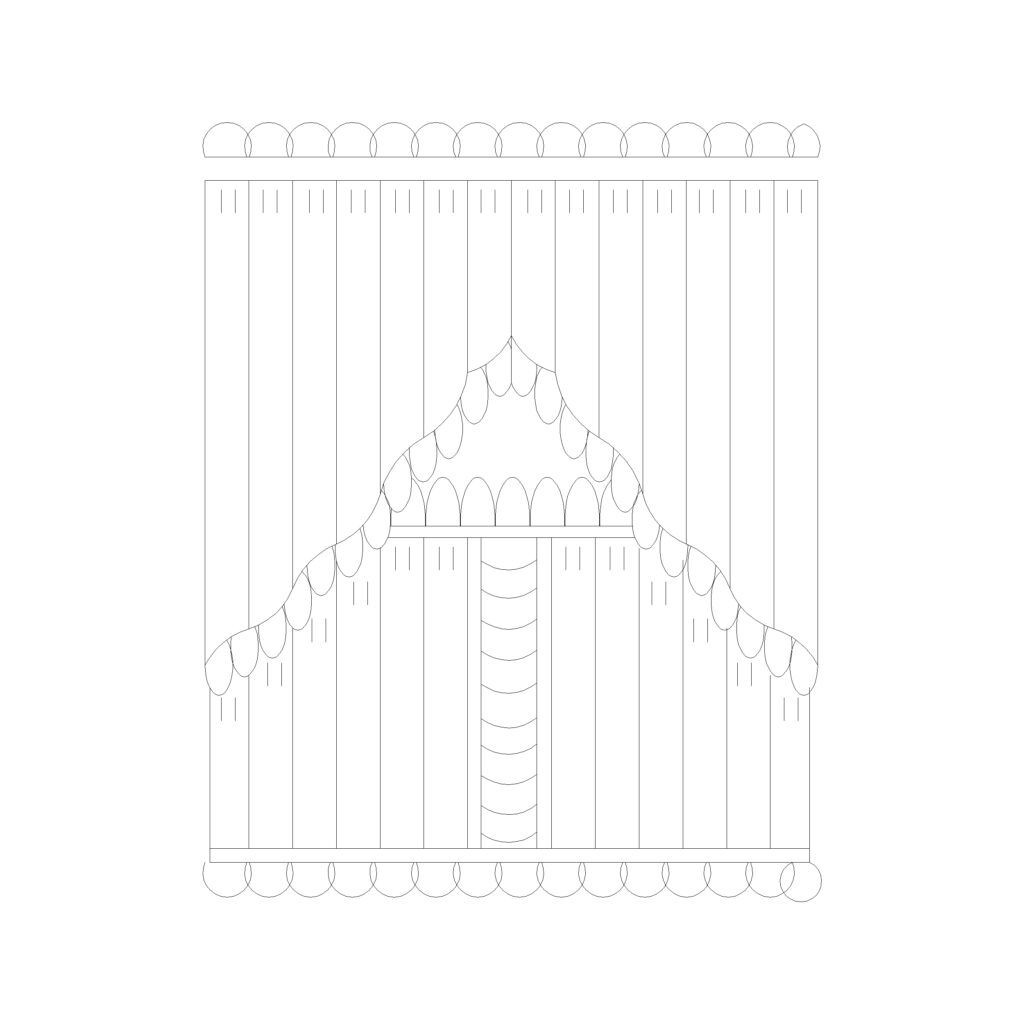 Rod pocket curtains : 2D Elevation View - Cadblockdwg