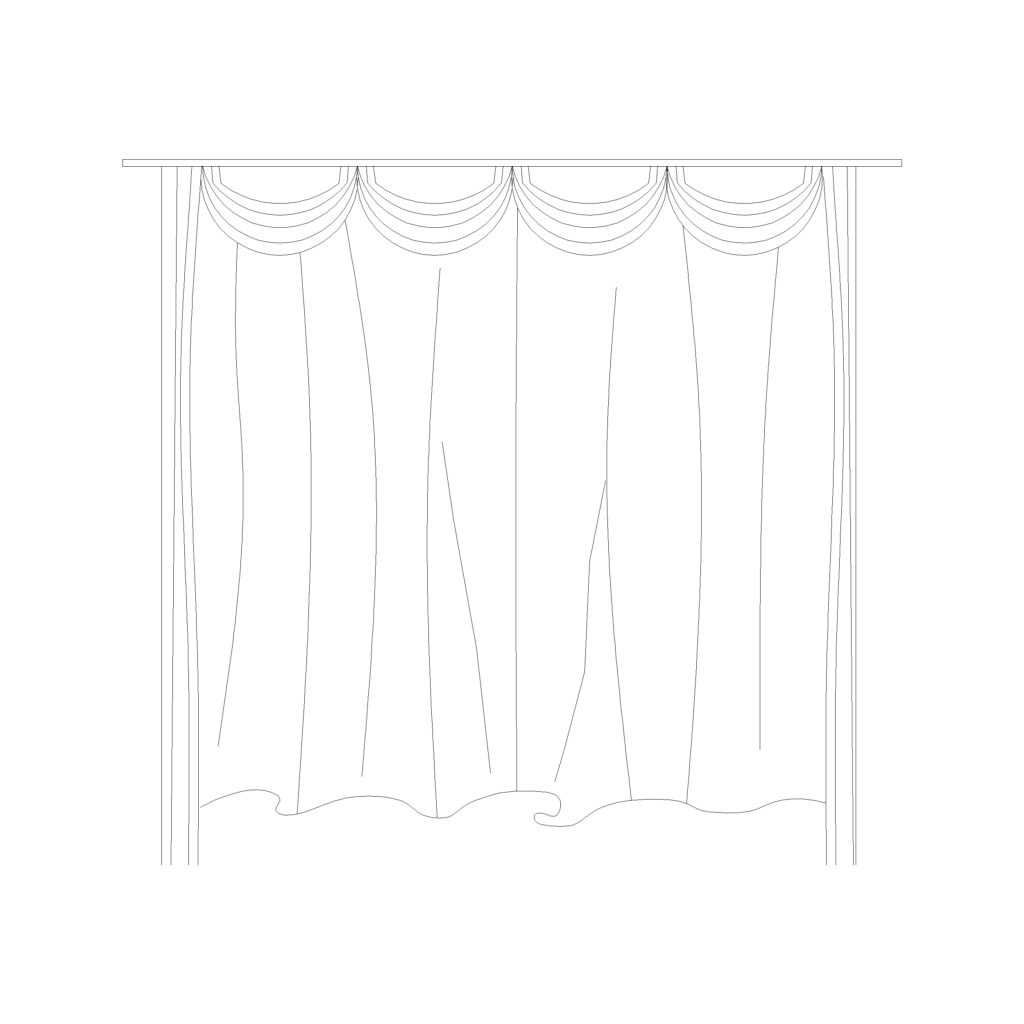 Tab top curtains: 2D Elevation View - Cadblockdwg